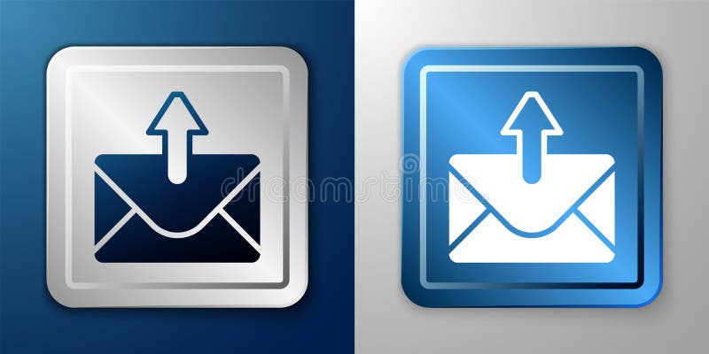 White Mail and E-mail Icon Isolated on Blue and Grey Background ...