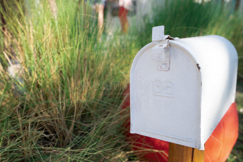 White Mailbox or Letterbox at Home. Vintage Style Stock Image - Image ...