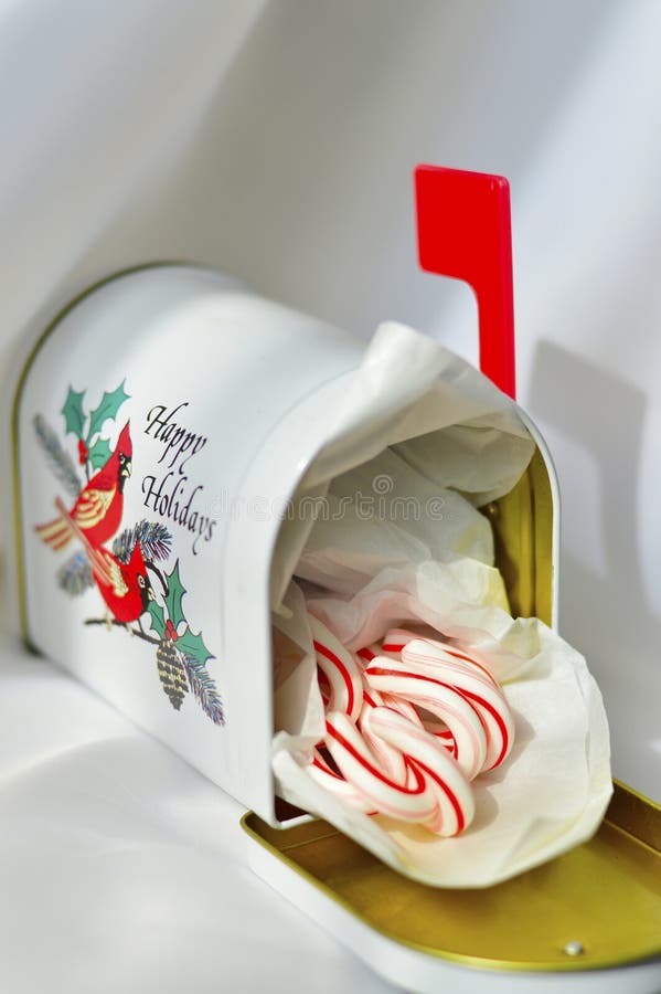 White mailbox New Year stock image. Image of candy, pepermint - 80209463