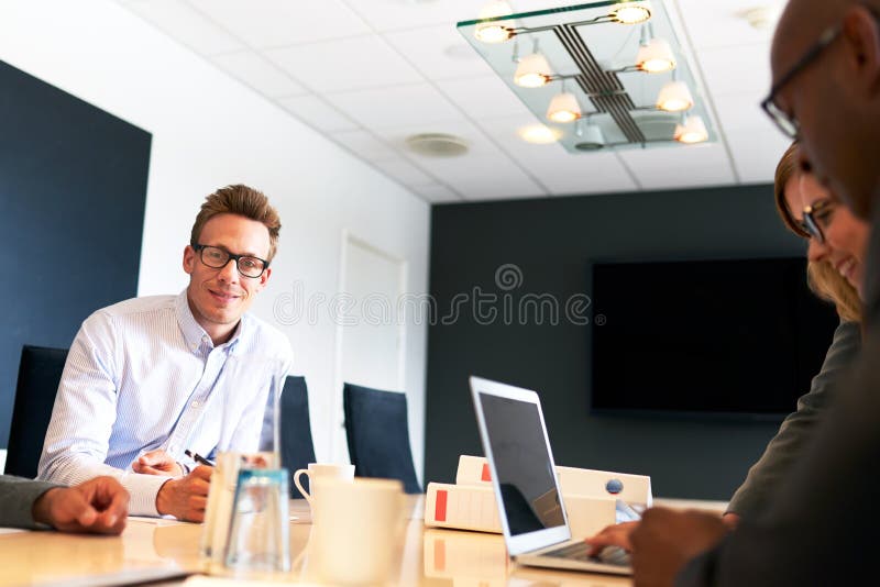White Male Executive Smiling at Camera during Meeting Stock Image ...