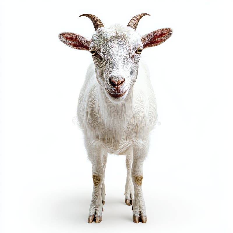 White Male Goat Front View, Isolated on Transparent Background Stock ...