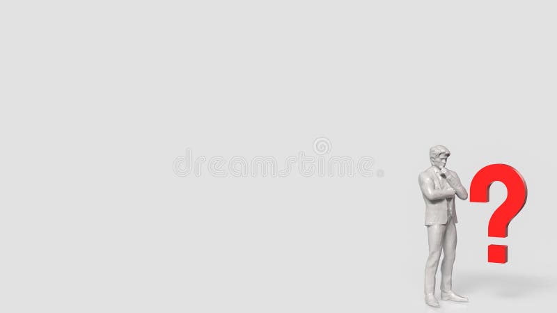 The White Man Figure and Red Question Symbol for Background 3d ...