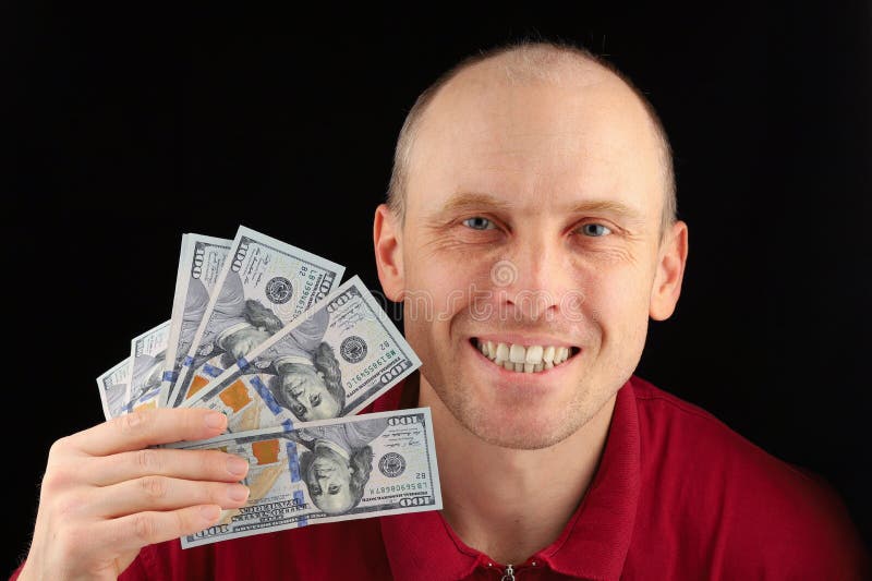 White Man Holding Money Dollars and Laughing Stock Photo - Image of ...