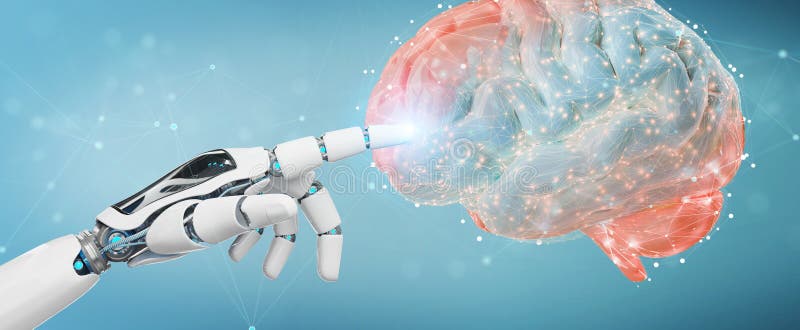 White Man Humanoid Creating Artificial Intelligence 3D Rendering Stock ...