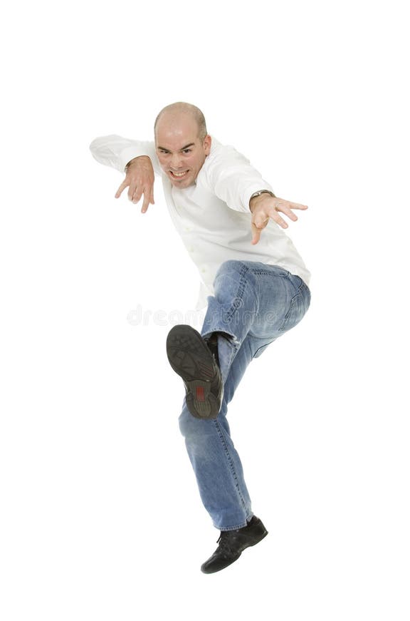 Bald Man Black Shoes Blue Jeans Jacket Stock Photos - Free & Royalty ...