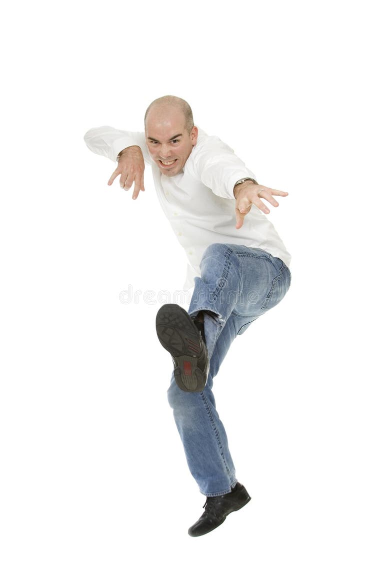 Bald Man Black Shoes Blue Jeans Jacket Stock Photos - Free & Royalty ...
