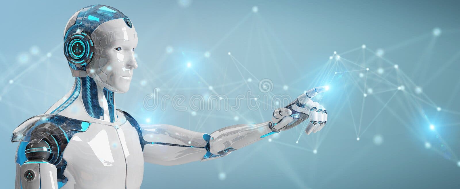 Thinking Humanoid Robot Database Stock Illustration - Illustration of ...