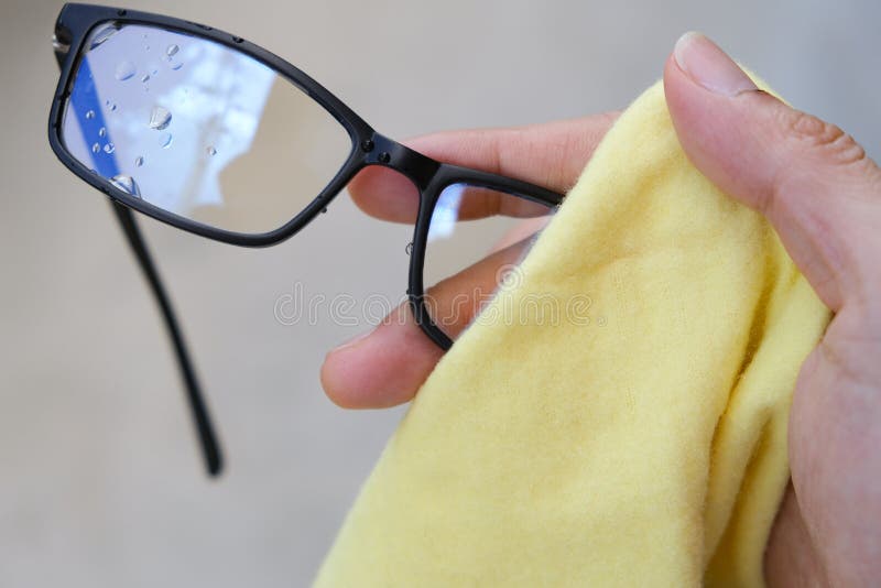 The White Man S Hands Cleaned His Glasses with a Clean Cloth Stock ...