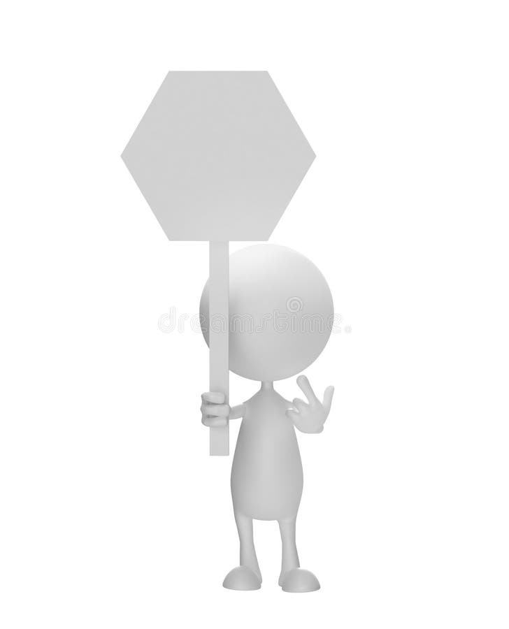 White man with sign board stock illustration. Illustration of notice ...