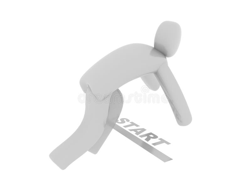 White man on start stock illustration. Illustration of render - 28891781