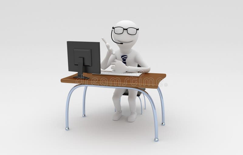 3d Man Looking For Help Isolated On White Stock Illustration ...