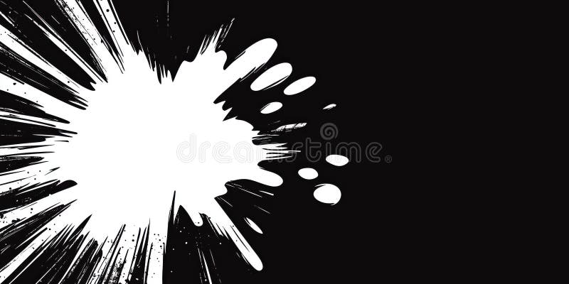 White Manga Explosion on Black Background, Comic Book Style, Dynamic ...