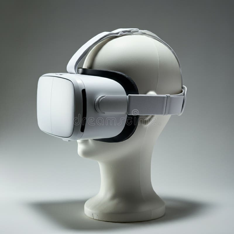 A White Mannequin Head Displays a Virtual Reality Headset. the Headset ...