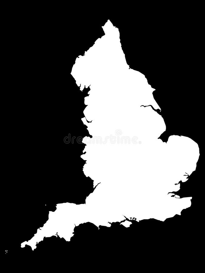 White Map of England on Black Background Stock Vector - Illustration of ...