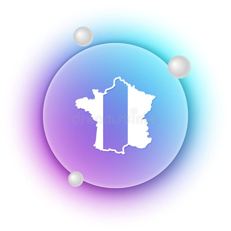 White Map of France Icon Isolated on White Background. Blue and Purple ...