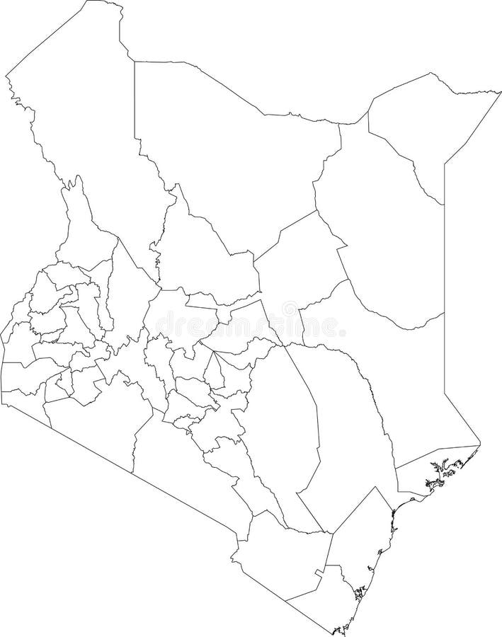 White map of Kenya stock vector. Illustration of graphic - 213636949