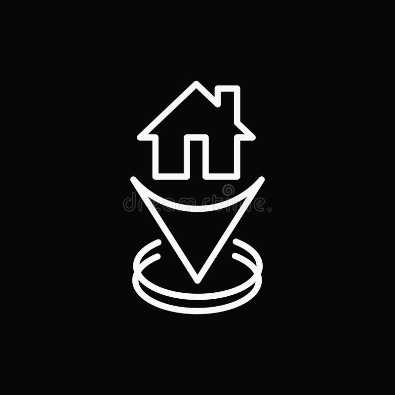 White Map Pin Location Icon.Vector Illustration on Black Background ...