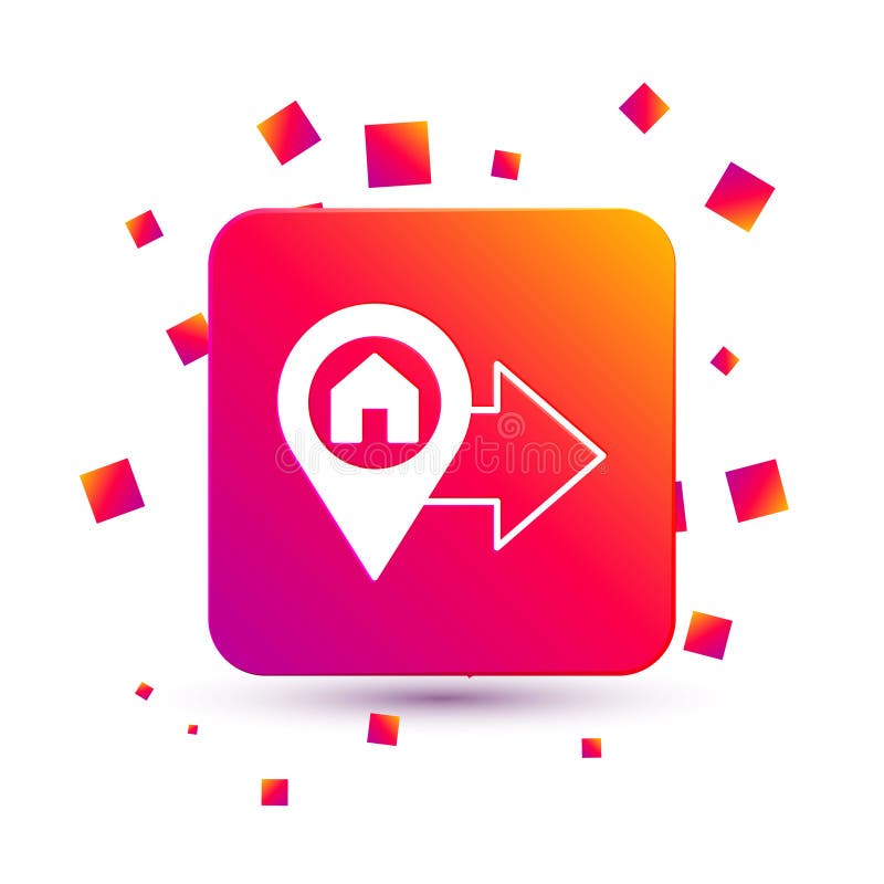 White Map Pointer with House Icon Isolated on White Background. Home Location Marker Symbol ...