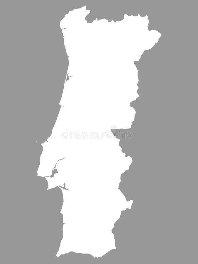 Gray Map of Portugal on White Background Stock Vector - Illustration of ...