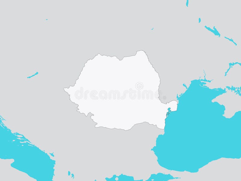 White Map of Romania with Surrounding Terrain Stock Vector ...