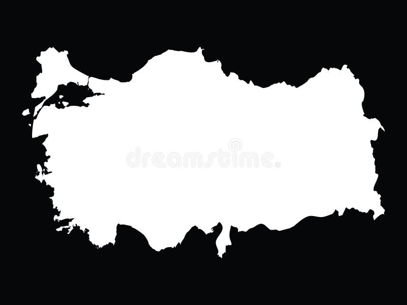 White Map of Turkey on Black Background Stock Vector - Illustration of ...
