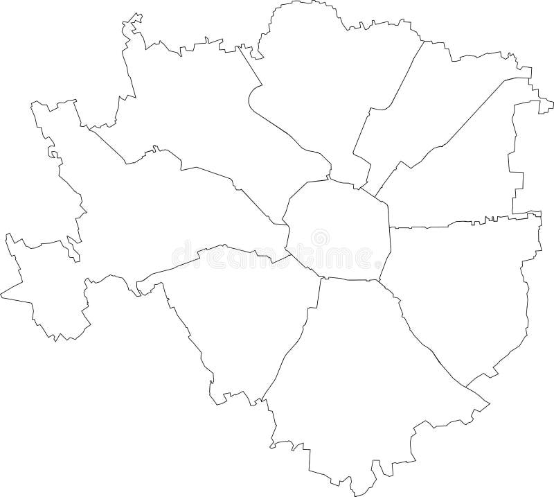 White Map of Zones Municipi of Milan, Italy Stock Vector - Illustration ...
