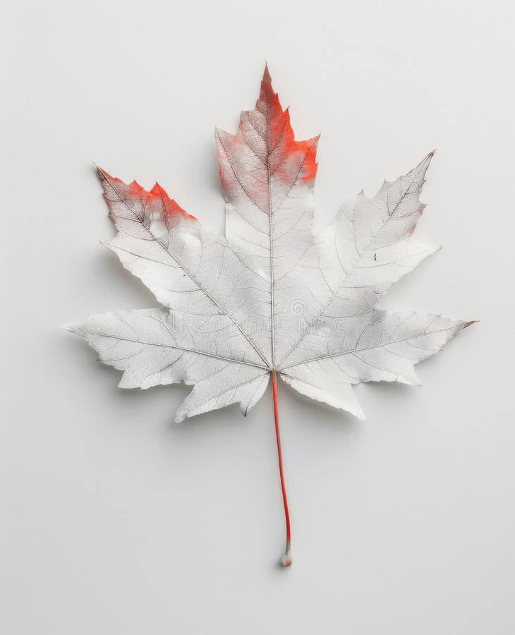 White Maple Leaf with Subtle Orange Tint on Smooth Background Stock ...