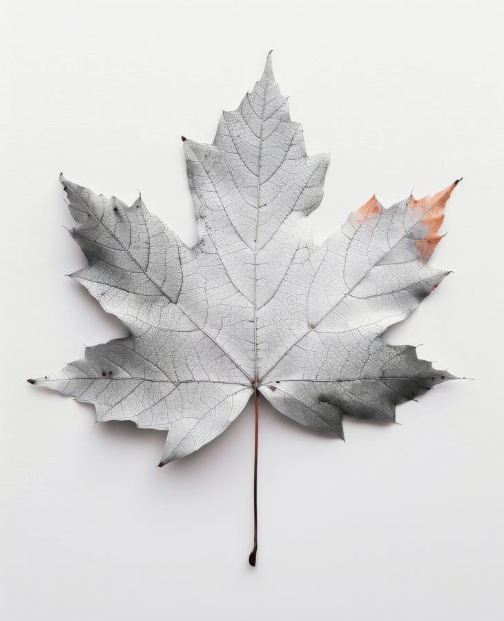White Maple Leaf with Subtle Orange Tint on Smooth Background Stock ...