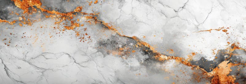White Marble Background in Gold, Copper and Silver Stock Image - Image ...