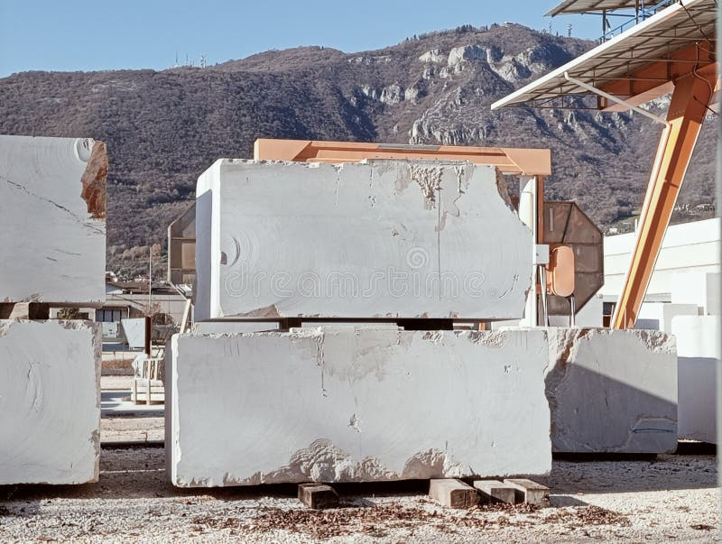 White Marble Blocks Outside a Factory Stock Image - Image of white ...