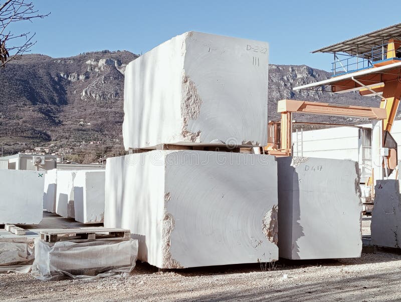 White Marble Blocks Outside a Factory Stock Photo - Image of white ...
