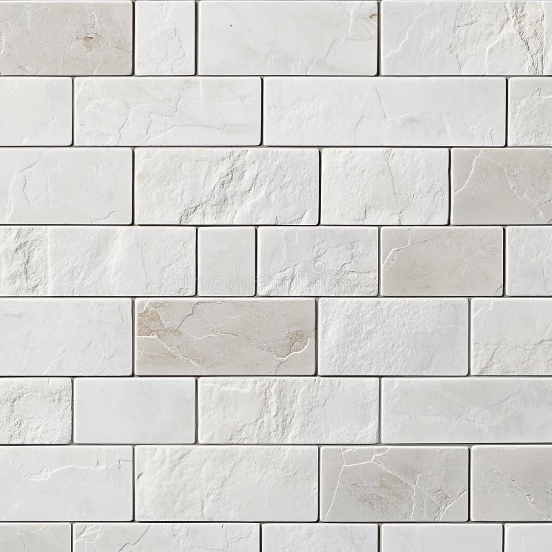 White Marble Brick Wall Seamless Texture. Background of White Stone ...