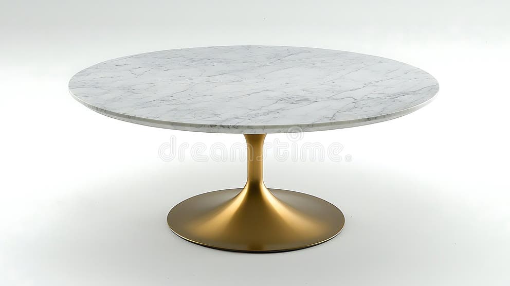 White Marble Coffee Table with a Gold Base Stock Image - Image of table ...