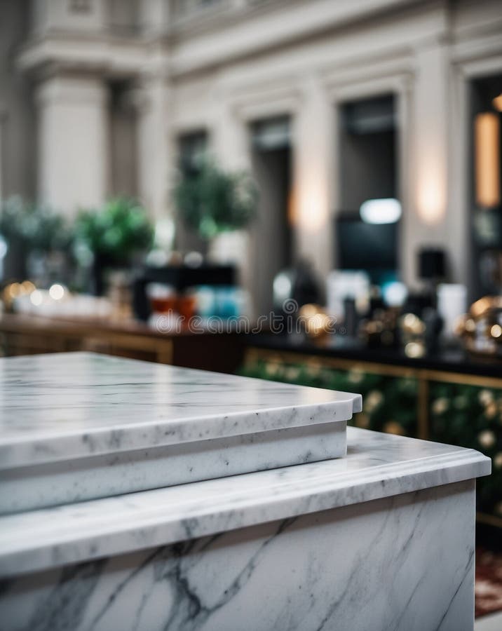 White Marble Countertop with Smooth, Polished Finish Sits in Modern ...