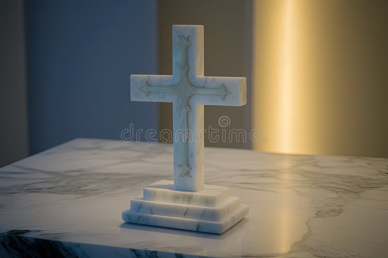 A Serene and Pure Representation of a White Marble Cross in a Modern ...