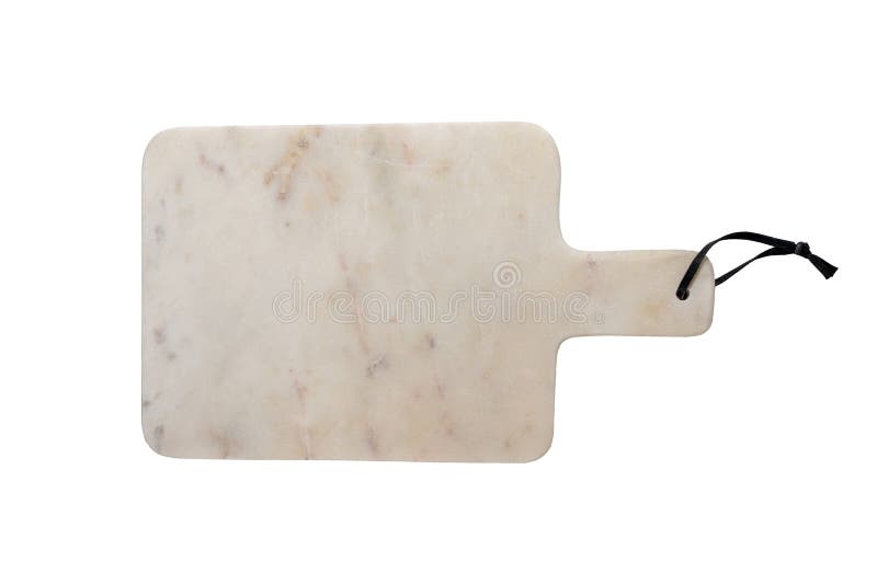 A White Marble Cutting Board with a Black Handle Stock Image - Image of ...
