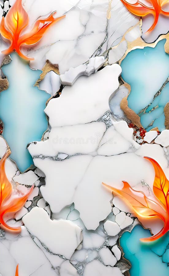 White Marble and Fire Opal Color, Abstract Light Background with Marble ...