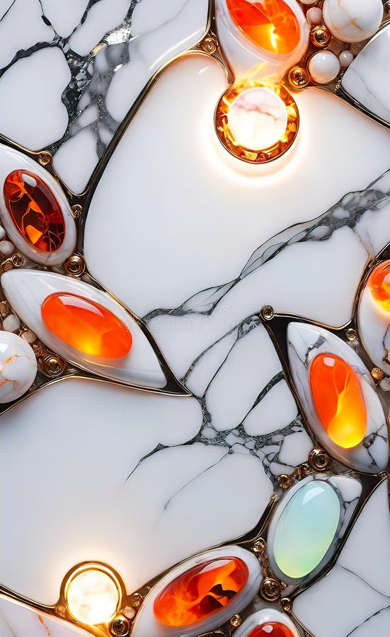 White Marble and Fire Opal Color, Abstract Light Background with Marble ...