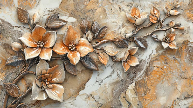 White Marble Floral Carving on a Background. Stock Photo - Image of ...