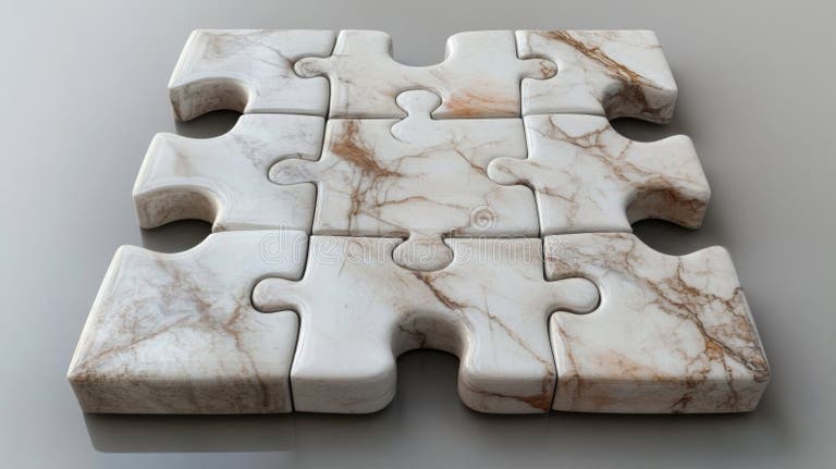 White Marble Jigsaw Puzzle Pieces on Gray Surface Stock Illustration ...