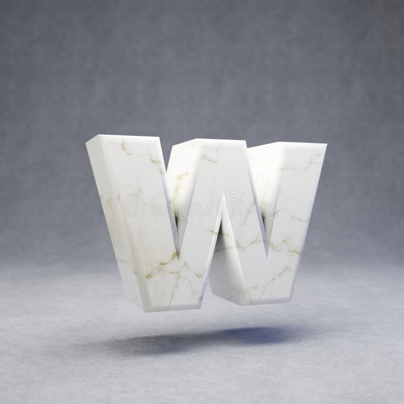 White Marble Letter W Lowercase on Concrete Background Stock ...