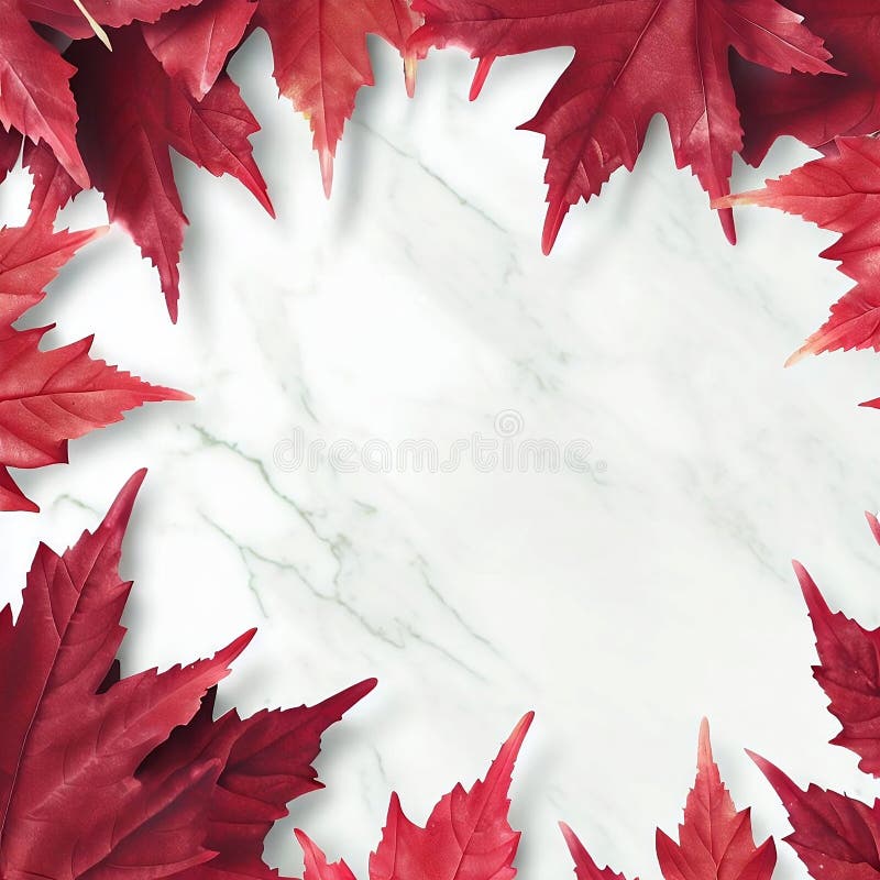 White Marble Modern Background with Maple Leaves Frame Stock ...