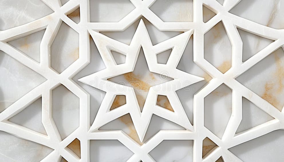 White Marble Pattern, Islamic or Arabian Geometric Design with Star ...