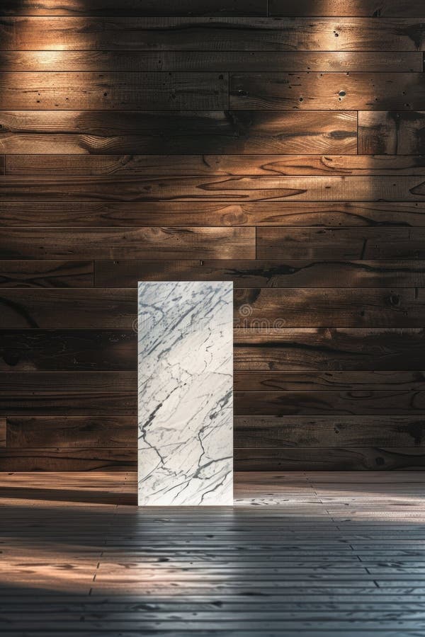 White Marble Pillar Stands in Front of a Wooden Wall Stock Photo ...