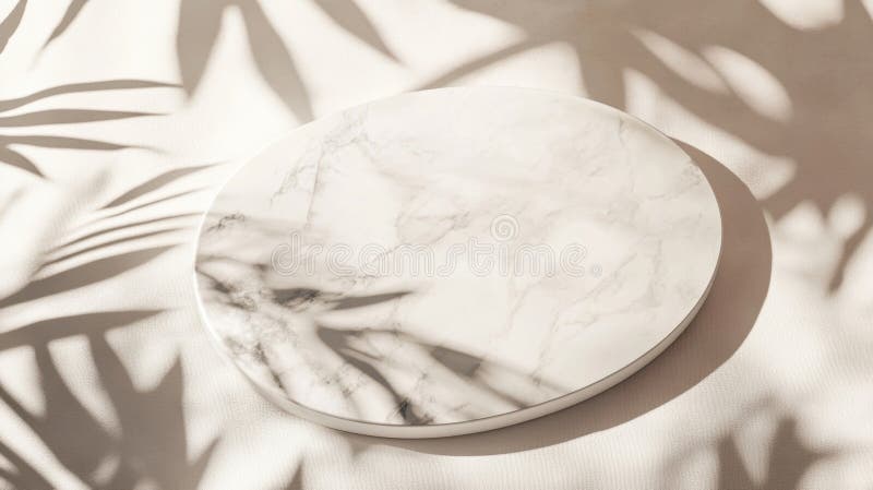 A White Marble Plate with a Shadow of a Palm Leaf Stock Illustration ...