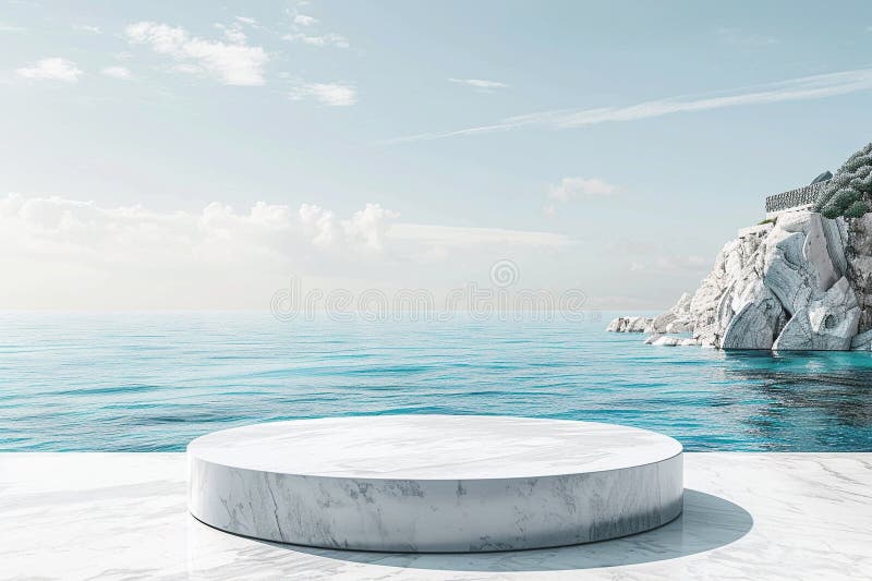 Marble Platform Overlooking the Ocean Stock Illustration - Illustration ...