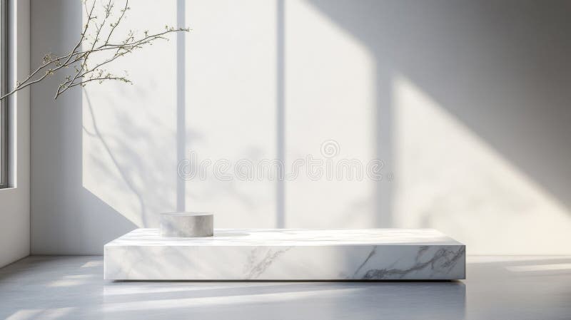 White Marble Platform with Sunlight and Minimalist Decor Stock ...