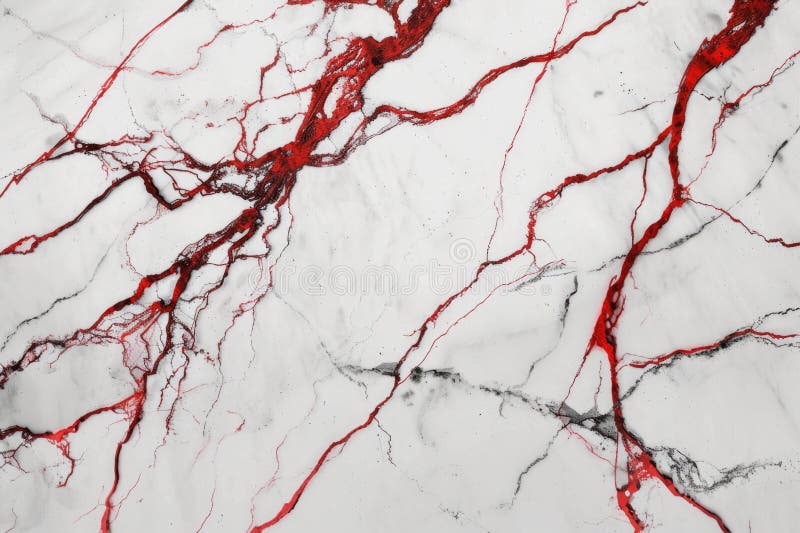 White Marble with Red Veins Close-Up - Natural Stone Texture, Abstract ...