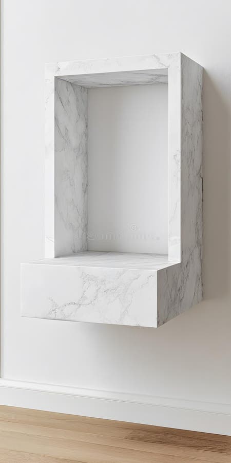 White Marble Shelf in a Modern Interior Generated Using AI. Stock ...
