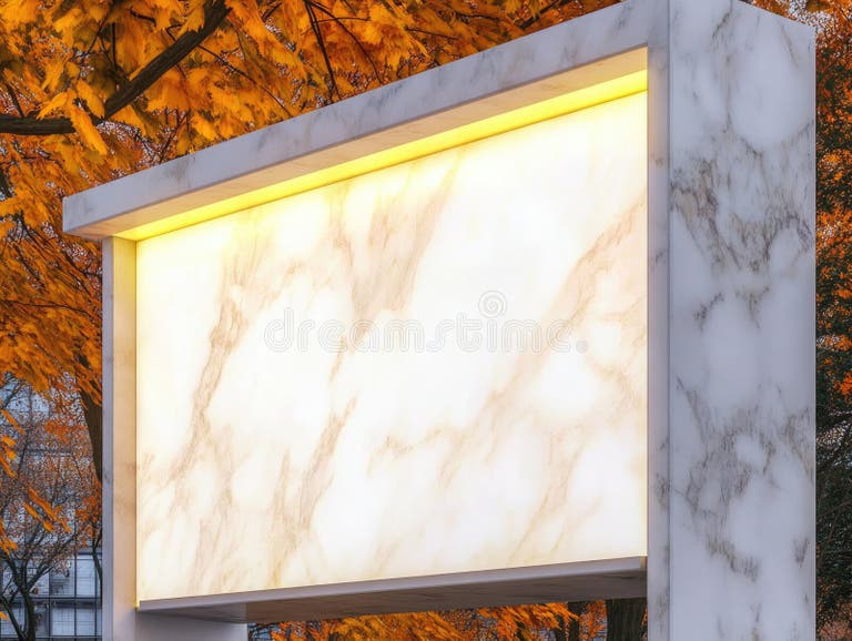 White Marble Sign with a Yellow Border Stock Photo - Image of panel ...